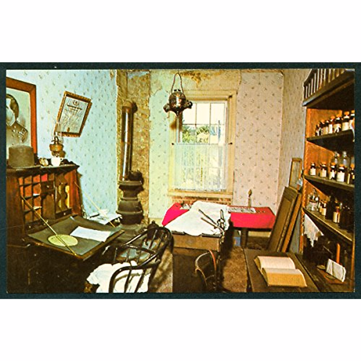 Bishop Hill Colony Restored Doctor's Office Steeple Building Henry County Illinois IL Postcard