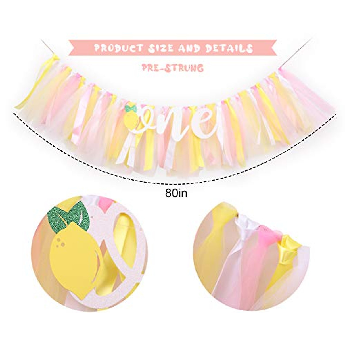 One Person in The Lemon Banner- 1st Birthday High Chair Banner, Smashed Cake, Photo Background Props, Piece Skirt (Lemon Banner)