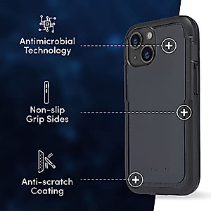 Pelican Voyager Series - iPhone 13 Case [Compatible with MagSafe] [Anti-Scratch] Magnetic Phone Case with Belt Clip Holster Kickstand [18FT MIL-Grade Drop Protection] Heavy Duty Rugged Cover - Black