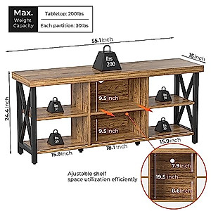 GreenForest TV Stand for TV up to 65 inches Entertainment Center with 6 Storage Cabinet for Living Room, 55 inch Television Stands Console Table, Walnut