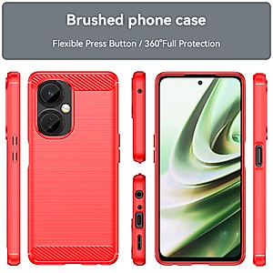 Jusy Case for Oneplus Nord N30 5G with [2*HD Tempered Glass Screen Protector], Enhanced Grip Light Shockproof Flexible TPU Rubber Protective Cover for 1+ Nord N30 5G (Red)