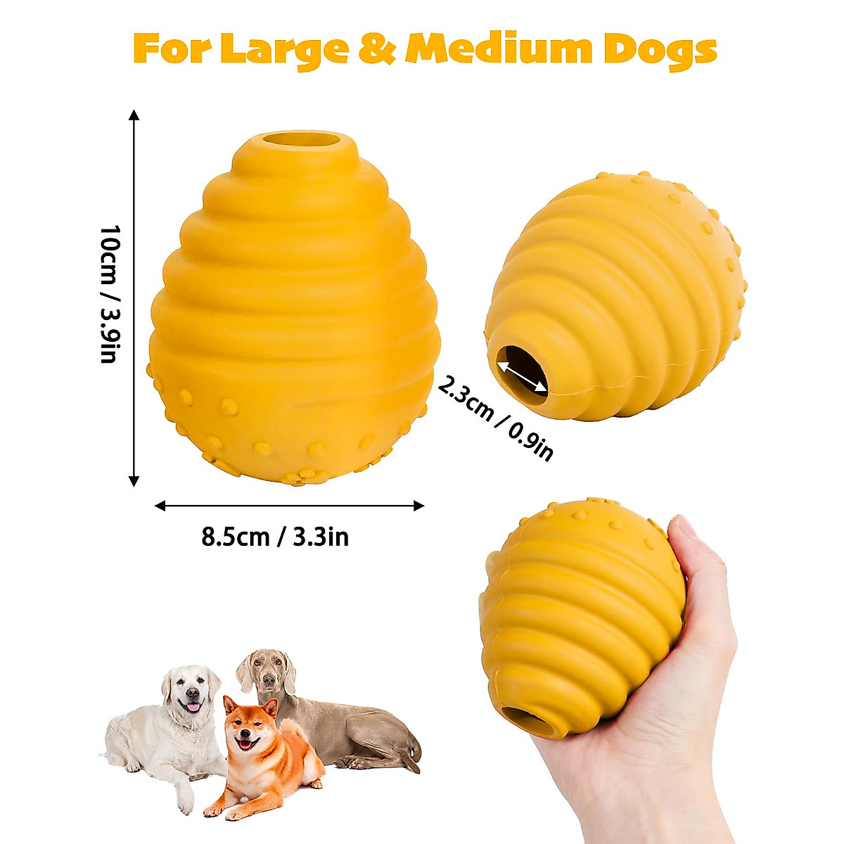 SCHITEC Treat Dispensing Dog Toy, [2 Pack] Interactive Puzzle Slow Feeder Ball for Mental Stimulation, Rubber Enrichment Chew Toys for Small Medium Large Dogs