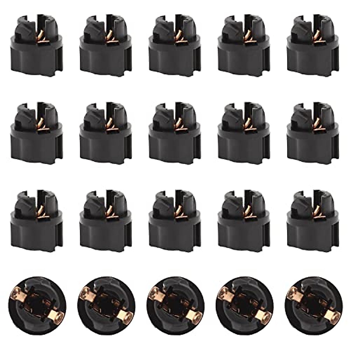 ALOPEE T5 Twist Lock Socket 2721 Wedge Base Socket for Auto Dashboard Instrument Panel Cluster Light Bulbs Socket DC 12V, Pack of 20