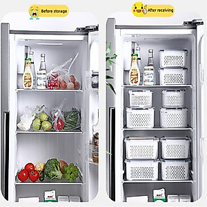 5 PCS Large Fruit Containers for Fridge,Leakproof Food Storage organizer with lids Removable Colander,BPA-Free Produce saver Bins for refrigerator Keep Fruits Vegetables Berry Meat Fresh longer