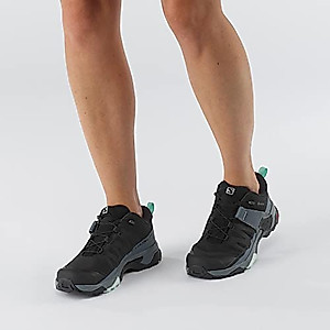 Salomon X Ultra 4 Gore-TEX Hiking Shoes for Women, Black/Stormy Weather/Opal Blue, 7.5