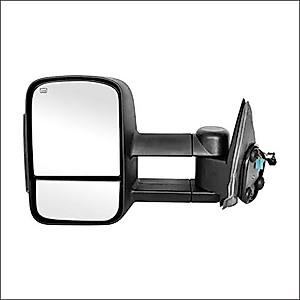 Perfit Zone Towing Mirrors Replacement Fit for 2003-2007 SILVERADO SIERRA, POWER HEATED, W/SMOKE SIGNAL,BLACK (PAIR SET)
