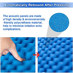 Frcevzoie 2 PACK Acoustic Panels 24”×48”×2” Egg Crate Foam sound proof foam panels for walls sound proof panels for walls High Density Acoustic Foam Wedges Sound Proofing Padding for Wall - Blue