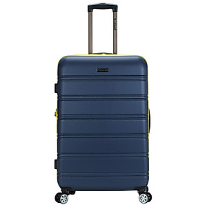 Rockland Melbourne Hardside Expandable Luggage with Spinner Wheels, Navy, Checked Large 28"