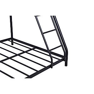Olela Twin Over Full Metal Bunk Beds, Low Profile Bunk Beds Heavy Duty Steel Bed Frame with Safety Rail and Ladder for Boys Girls Adults Dormitory Bedroom,No Box Spring Needed (Black)
