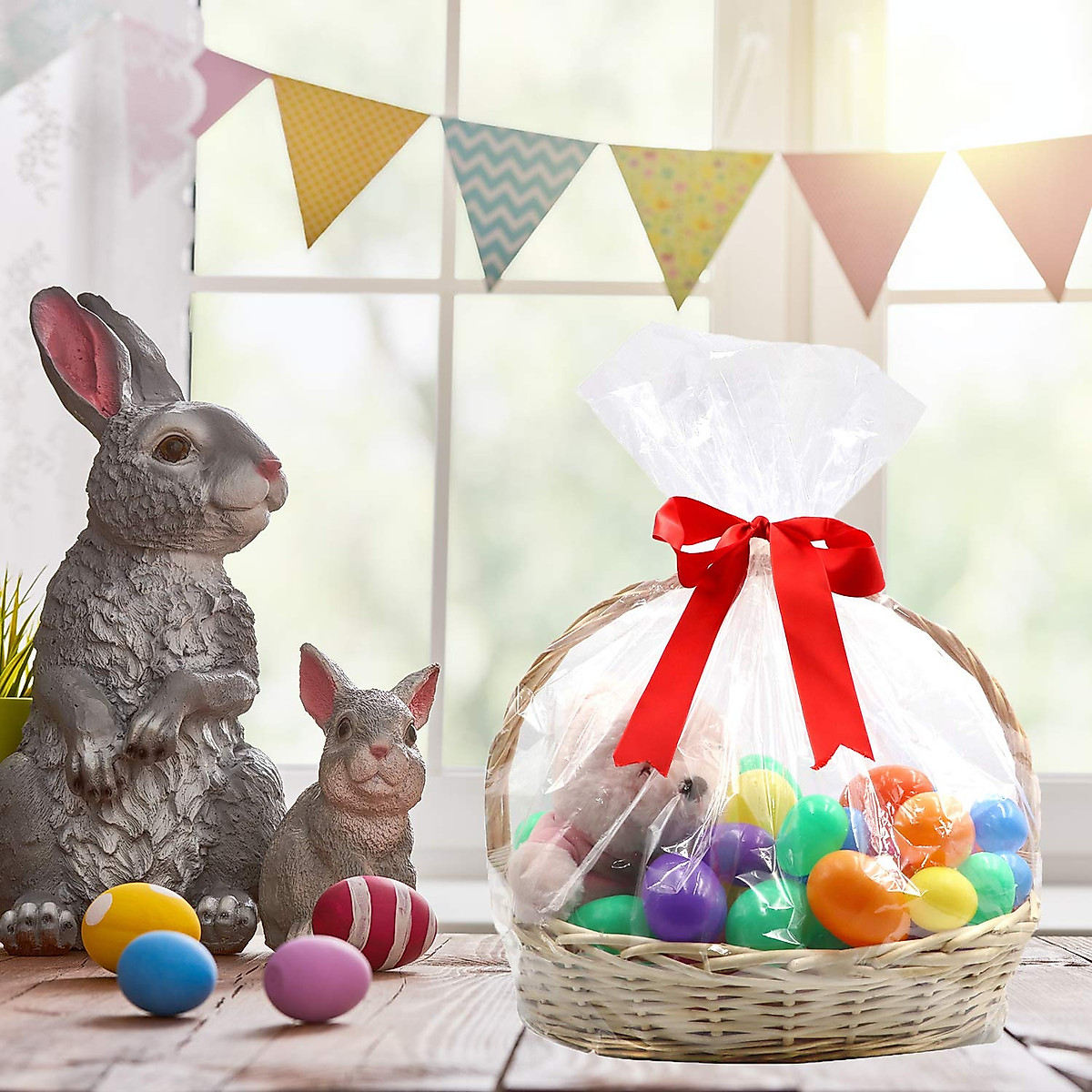 Extra Large Shrink Wrap Bags for Gift Baskets, 32x40 inches Clear PVC Heat Gift Basket Shrink Bags 10Pack