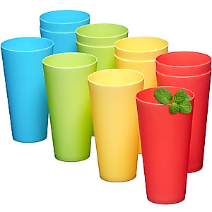 Amazing Abby - Holy Poly - 20-Ounce Plastic Tumblers (Set of 12), Unbreakable Plastic Drinking Glasses, Reusable, Stackable, BPA-Free, Heat-Resistant, Microwave-Safe, Dishwasher-Safe, Mixed-Color