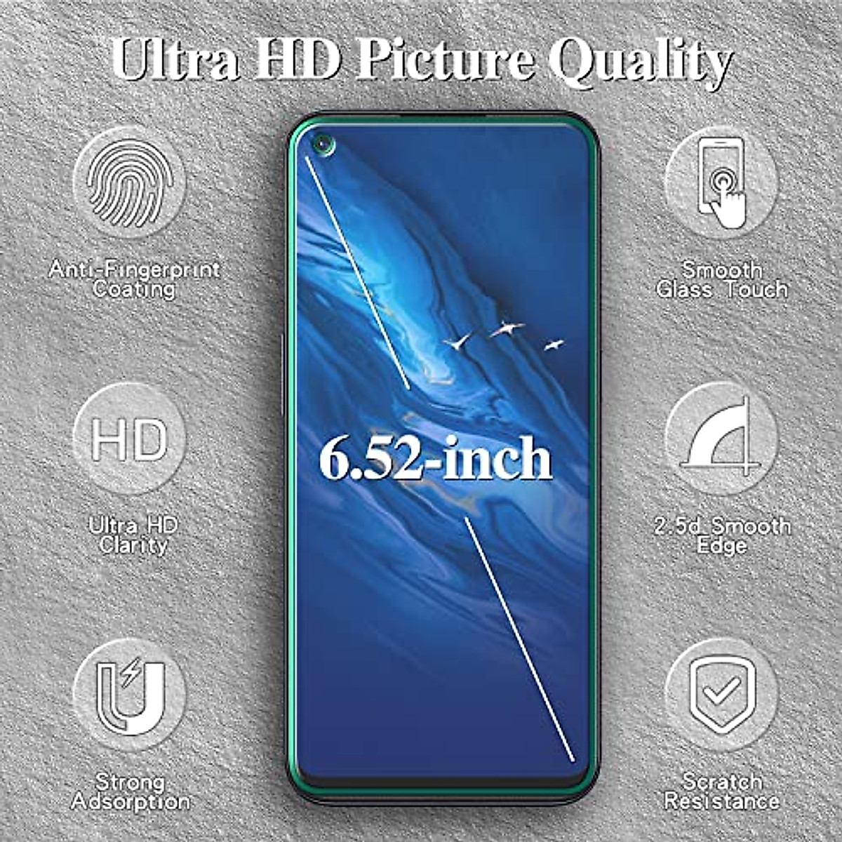 Kesuwe [3 Pack] Screen Protector For OnePlus Nord N10 5G Tempered Glass, HD Clear, 9H Hardness, Anti-Scratch, Bubble-Free, Easy to Install, Case Friendly