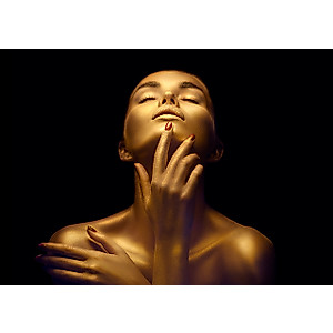 ELYSIAN - Professional Cosmetics Applicator / Kabuki Brush - Face or Body - curved & large Makeup / Body Brush - Powder, Bronzer, Foundation, Oil, Creams - Gold