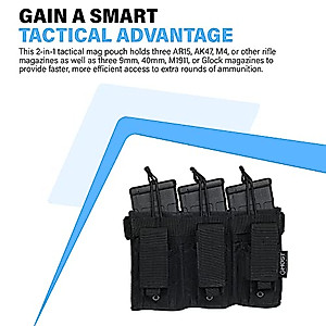 Ghost Concealment Triple Mag Pouch Open-Top Rifle Mag Pouches and Pistol Magazine Pouches Molle Backpack Airsoft Military Gear - Magazine Holster for Ammo