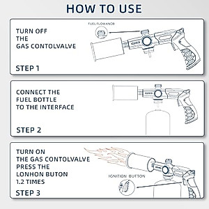 Amor En Casa Powerful Cooking Propane Torch, Charcoal Torch Lighter, Grill Flame Thrower for Sous Vide Charcoal Torch Lighter BBQ Searing Steak,Creme Brulee,Christmas Gifts - Propane Tank Not Included