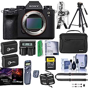 Sony Alpha a9 II Mirrorless Camera Body - Bundle with Camera Case, 2X Spare Battery, 128GB SDXC Card, Peak Design SlideLITE Strap, Tripod, Wireless Remote Shutter Release, Pro Software, and More