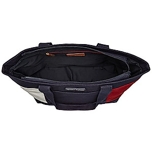 Tommy Hilfiger womens Canvas Tote Shoulder Handbag, Navy, One Size US