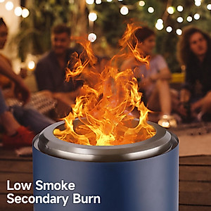AVKENOEDY Tabletop Fire Pit with Stand, 9.8" H x 8.6" D Smokeless Portable Mini Fire pit for Indoor & Outdoor, Fueled by Pellets/Wood, Safe Burning, Stainless Steel, with Travel Bag, 3.2lbs, Navy Blue