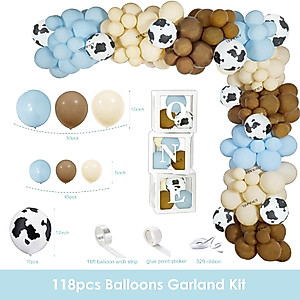 YJDFWAUT Cowboy 1st Birthday Party Decorations, My First Rodeo Birthday Party Supplies, Cowboy 1st Birthday Balloon Arch Balloon Box Photo Banner Highchair Banner Crown foy Baby Boy 1st Birthday