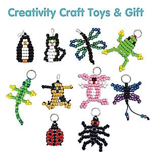TBC The Best Crafts 641 PCS Bead Pets Crafts for Kids Pony Beads Pet Keychain Craft Kit DIY Keychain Kit Create Your Own Backpack Hook Keyring Lanyard Clips Kit Craft Projects Art Toys for Girls Boys