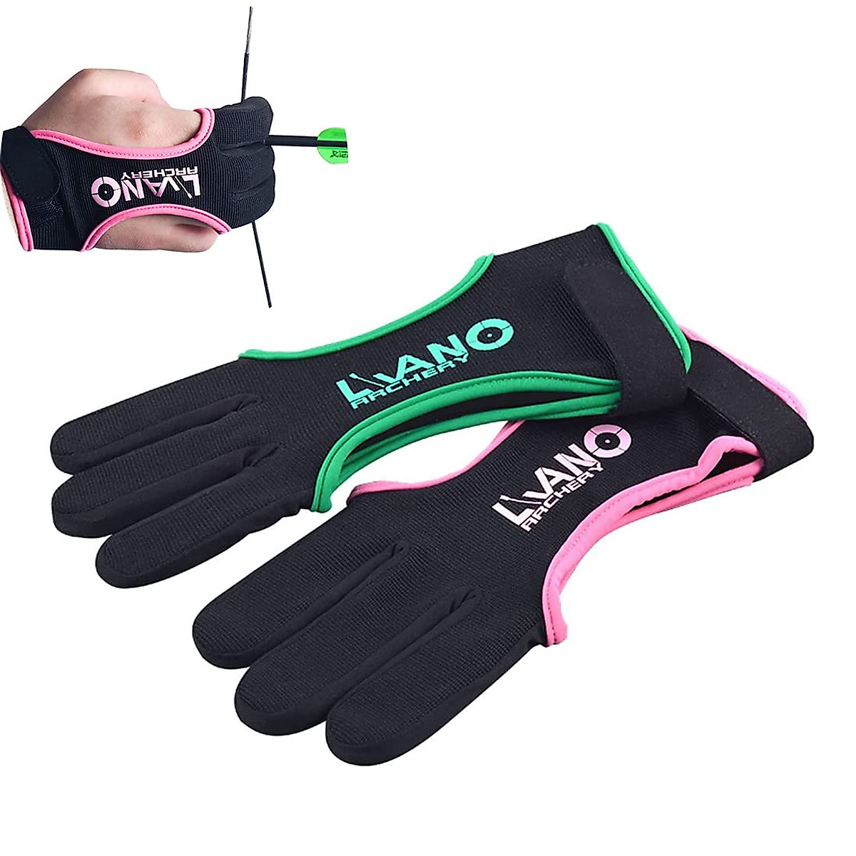 Yujintang Archery Gloves Three Finger Protector Leather Finger Guard for Youth Adult Beginner Shooting Hunting (Pink,Medium)
