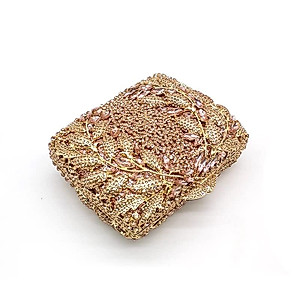 ZLXDP Women Evening Party Bag Clutches Bridal Wedding Party Heart Purses Leaves Crystal Purses
