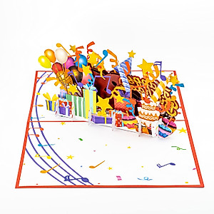 iGifts And Cards Happy 88th Red Birthday 3D Pop Up Greeting Card – Awesome 88 Birthday Card For Woman, Man, Happy Eighty Eight Birthday Gift For Mom, Dad, Wife, Husband Present, 5" X 7"