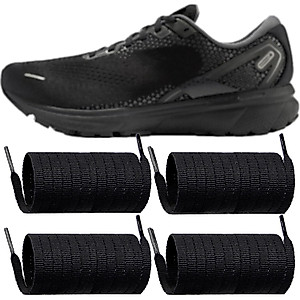 Endoto 2 Pairs Shoelaces Replacement Flat Laces for Brooks Ghost 14/15, Adrenaline, Glycerin, Launch Running Sneaker Shoes(Color:Black,Size:45Inch)