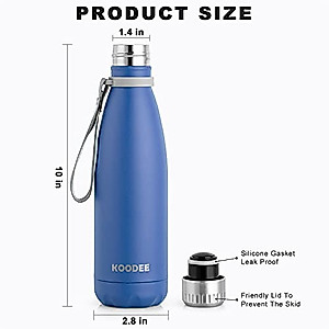 koodee Insulated Water Bottles-17 oz Stainless Steel BPA Free Water Bottle Double Wall Vacuum Sports Water Bottle Flask(Royal Blue)