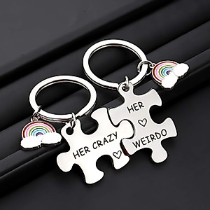 FAADBUK Her Crazy Her Weirdo (Lesbian Couple Keychain)