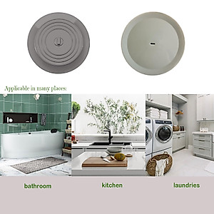 2 -Pack Tub Stopper, 6inch Silicone Flat Suction Cap Bathtub Plug, Suitable for Kitchens, Laundry Rooms, and Bathrooms(White + Gray)…