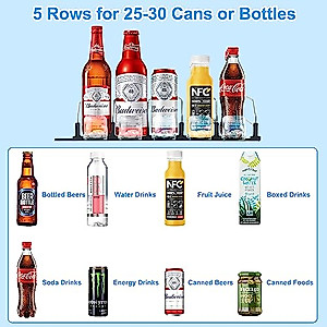 Drink Organizer For Fridge, Automatic Pusher Glide Refrigerator Drink Organizer Width Adjustable Beverage Soda Can Dispenser For 20cans Of 11.15/12/ 16/16.9oz For Pantry Kitchen