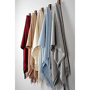 EP Mode 100% Pure Cashmere Throw Blanket for Sofa, Classic Design with Gift Box (Lt. Heather Grey)