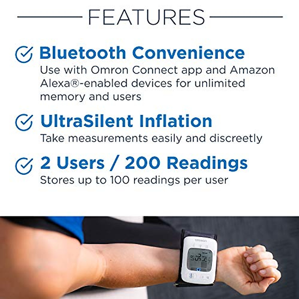 OMRON Gold Blood Pressure Monitor, Portable Wireless Wrist Monitor, Digital Bluetooth Blood Pressure Machine, Stores Up To 200 Readings for Two Users (100 readings each)