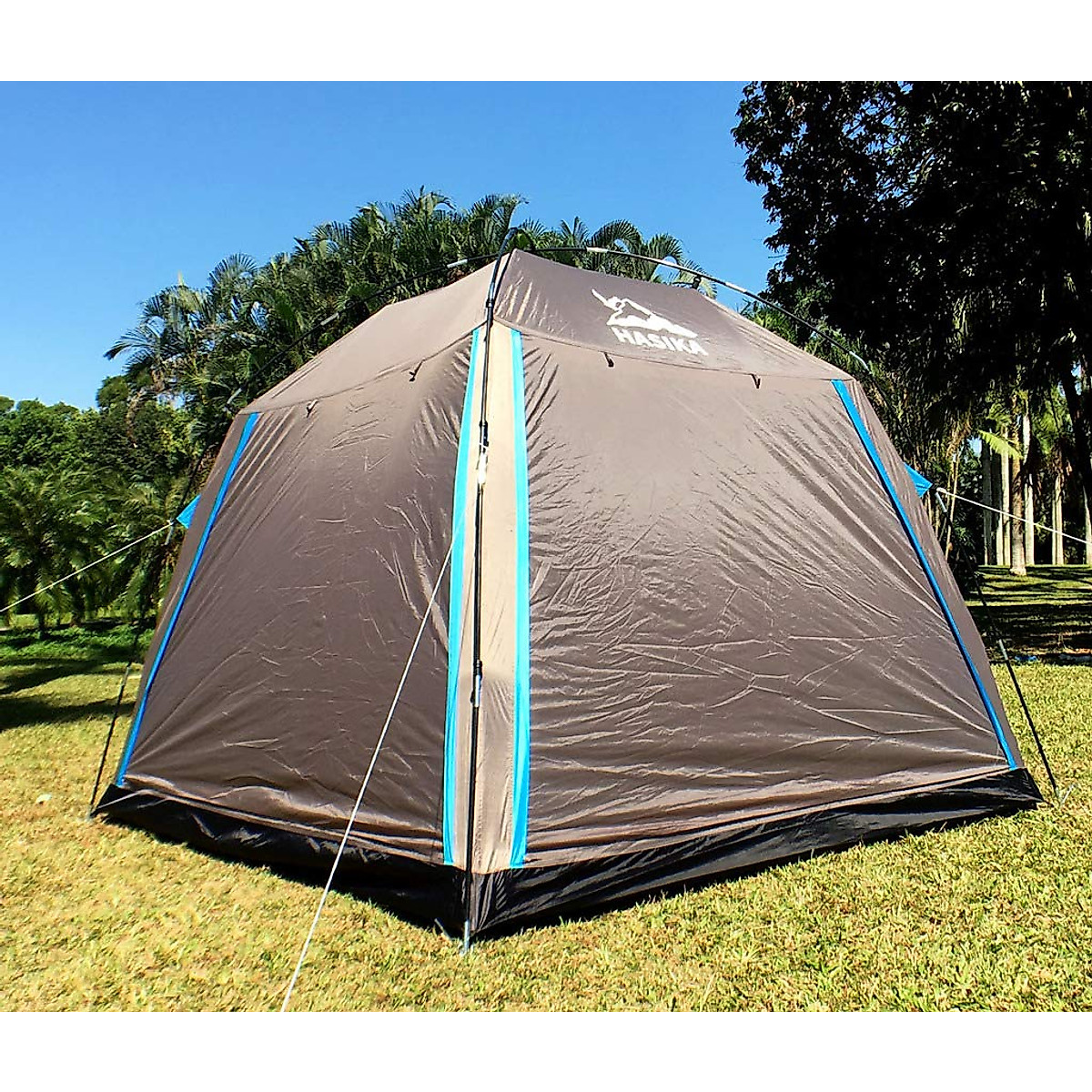 Hasika Screen Camping Tent with Floor 4 Season 8x8ft Large Mesh Room Shelter Canopy for Outdoors Gazebo Outside Poles Excluded