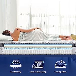 Olee Sleep 13 inch Galaxy Hybrid Gel Infused Memory Foam and Pocket Spring Mattress (King), Medium Plush, White/Grey