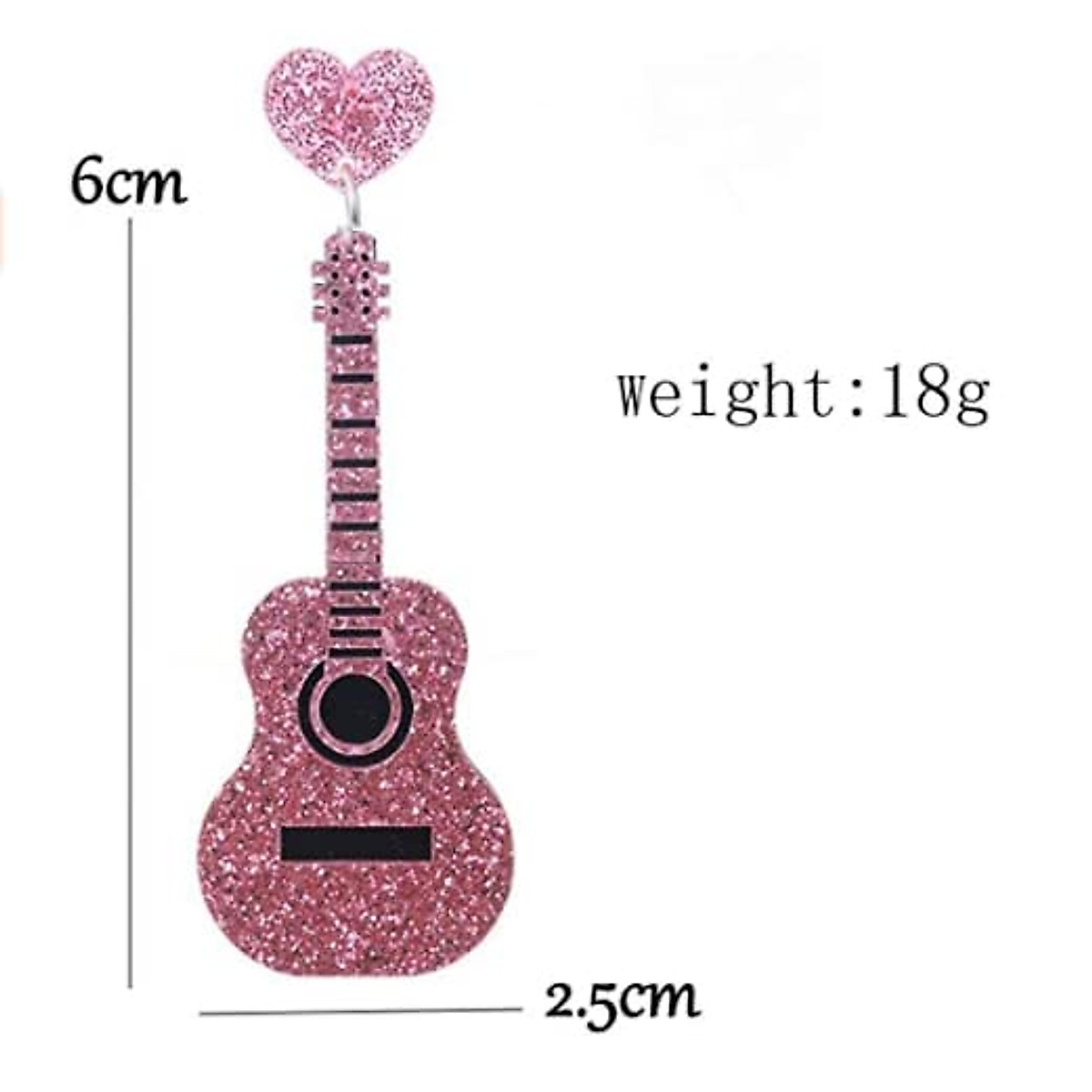 Acrylic Classical Guitar Dangle Earrings Vintage Punk Renaissance Music Guitar Violin Long Drop Earrings for Women -Pink