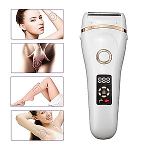 Electric Lady Shaver Bikini Trimmer, Wet & Dry Rechargeable Cordless Painless Electric Razor for Women, LED Display Razor for Legs Underarms (White)