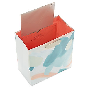 Hallmark Signature Studio 7" Medium Square Gift Bag with Tissue Paper (Abstract Brushstrokes) Peach, Mint Green, Teal for Easter, Birthdays, Bridal Showers and More