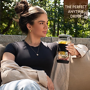 Tupkee 20 oz Double Wall Glass Tumbler With Lid – All Glass Reusable Insulated Hand Blown Glass Travel Mug - For Coffee, Tea, Boba, Iced Coffee, and Smoothie Cup To Go – Black