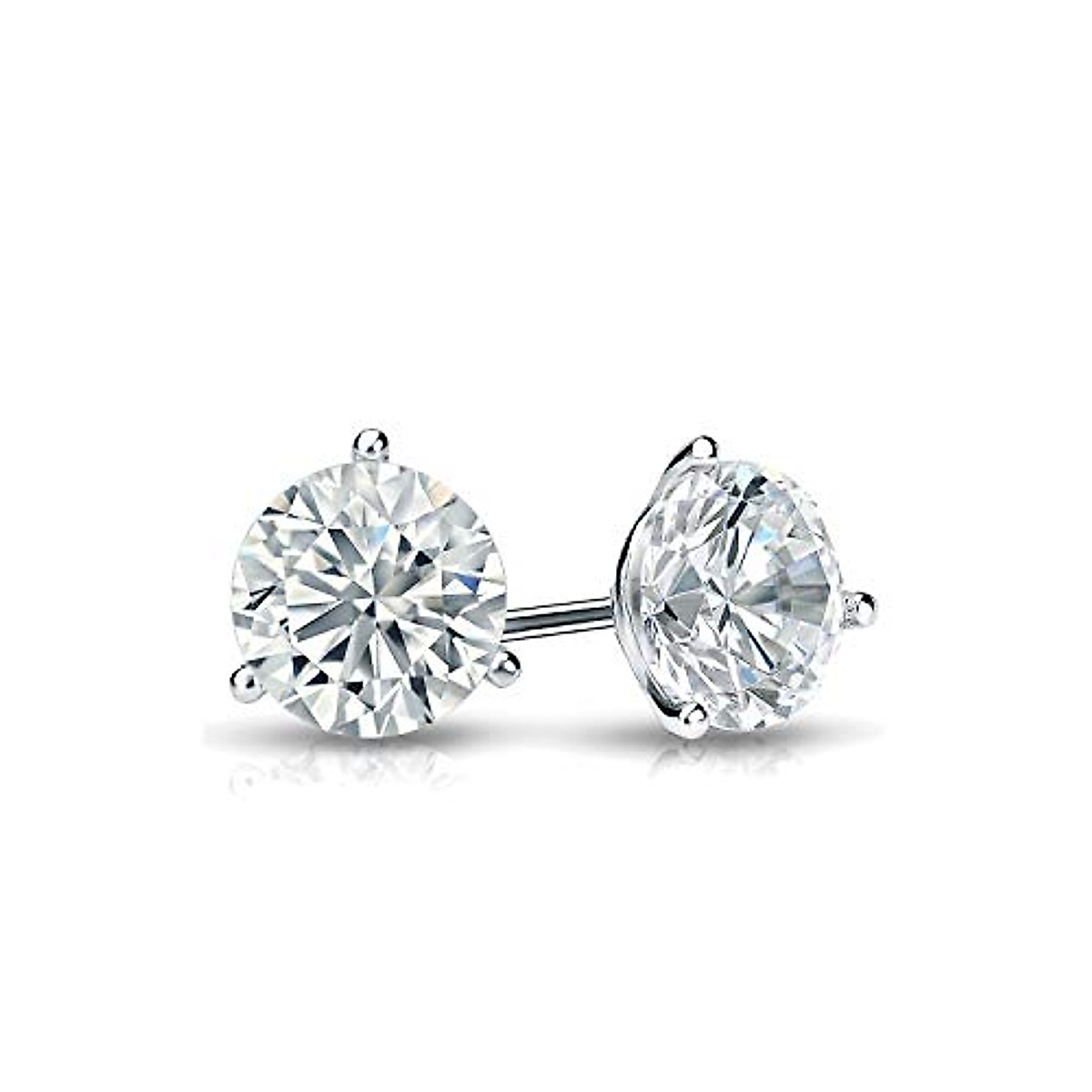 Diamond Wish 1/2 Carat Lab Grown Diamond Round Stud Earrings for Women in 14k White Gold (E-F, VS1-VS2, 0.50 cttw) 3-Prong Martini Setting Screw Back