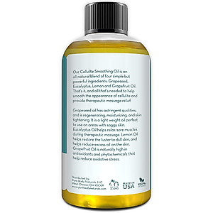 Pure Body Naturals Anti Cellulite Massage Oil, 8 fl oz | 100% Natural Cellulite Remover Oil for Thighs and Butt Firming | Chemical Free Body Oil for Skin Tightening and to Reduce Stretch Marks
