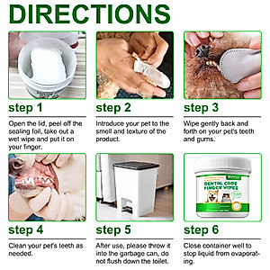 Dog Teeth Cleaning 50PCS, Pets Teeth Cleaning Wipes for Dogs & Cats, Dog Toothbrush Kit, Dog Dental Care Finger Wipes, Remove Bad Breath, Plaque & Tartar, Cleaning & Gum Care Pet Wipes