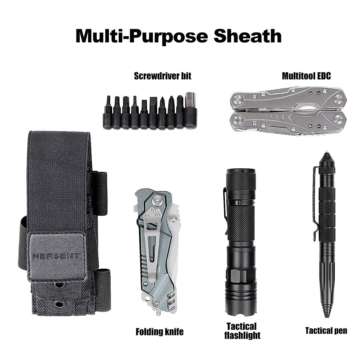Multitool Sheath, Multitool Sheath for Belt, Folding Knife Sheath Pouch for Belt, Belt Pouches for Men,Multi-Purpose Tool Holder,Tactical Carrying Case Pouch Men’s Waist Pocket Rescue Essential