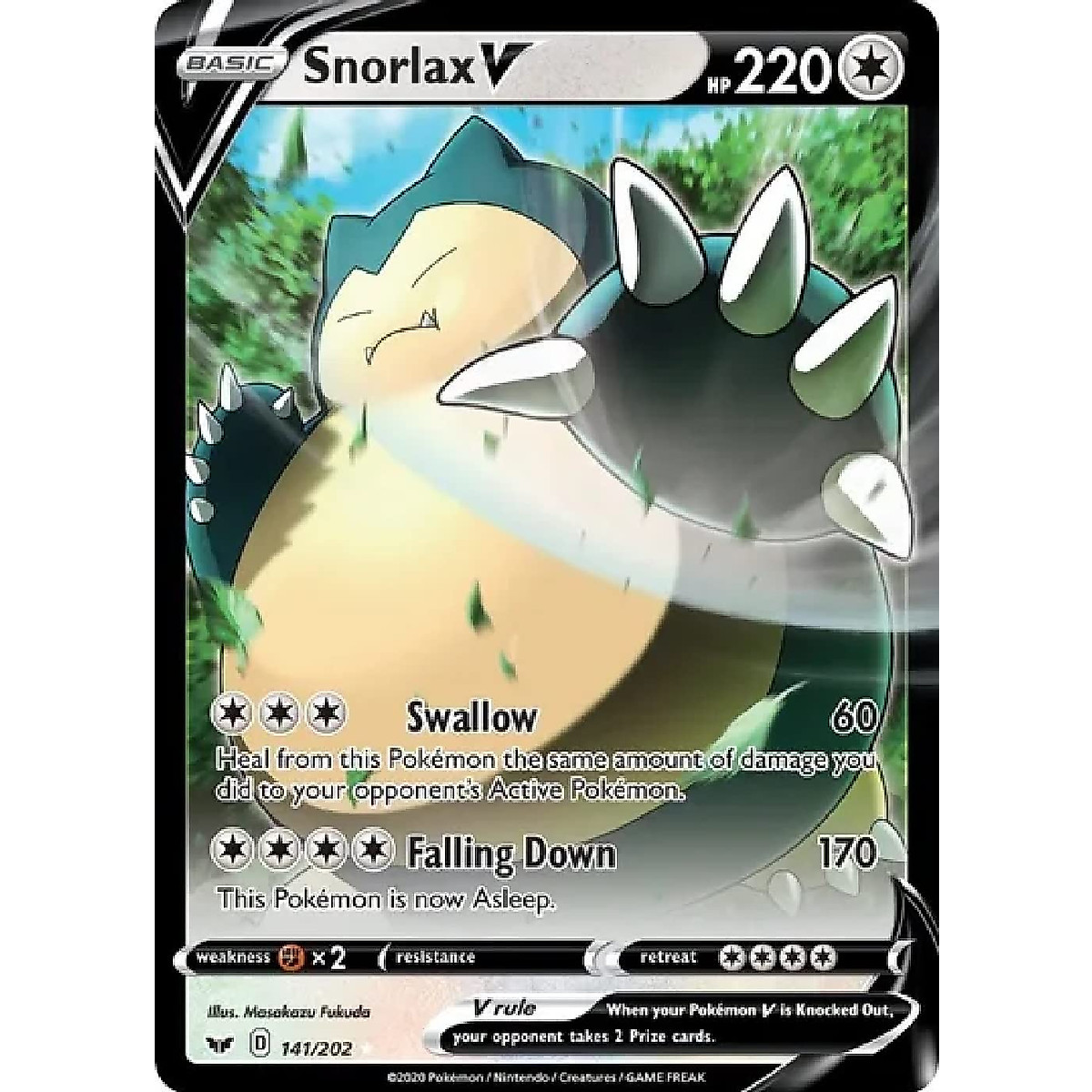 P - Snorlax V Ultra Rare 141/202 Sword and Shield Base Set