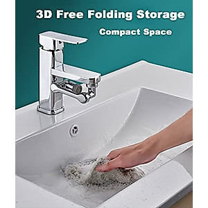 New Generation 1440° Universal Rotating Faucet Extender Aerator, Big Angle Robotic Arm Water Swivel Sprayer with 2 Water Outlet Modes for Face Washing Gargle Eyewash Kitchen Bathroom Sink