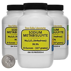 Sodium Metabisulfite [Na2S2O5] 99.9% ACS Grade Powder 1.5 Lb in Three Space-Saver Bottles