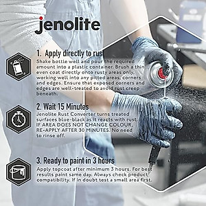 JENOLITE Rust Converter Aerosol | RUST TREATMENT | Reforms Rust into Ready to Paint Surface | Simply Spray on Rusted Surfaces | Epoxy Based Formula | 400ml (13.52 fl oz)