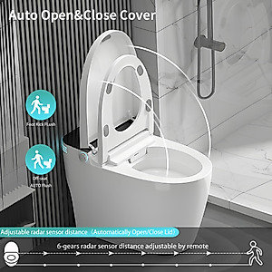 Klewo Smart Toilet with Built in Bidet and Water Tank, Without Water Pressure Limited, AUTO Open & Close, Foot Kick AUTO Flush, Elongated One Piece Toilet with Heated Seat
