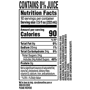 Starry Lemon Lime Soda, Caffeine Free, Mini Cans, 7.5 Fl Oz (Pack of 10)